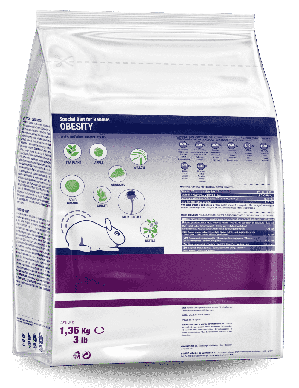 Obesidad en conejos CUNIPIC Vetline: nutrición para conejos con sobrepeso